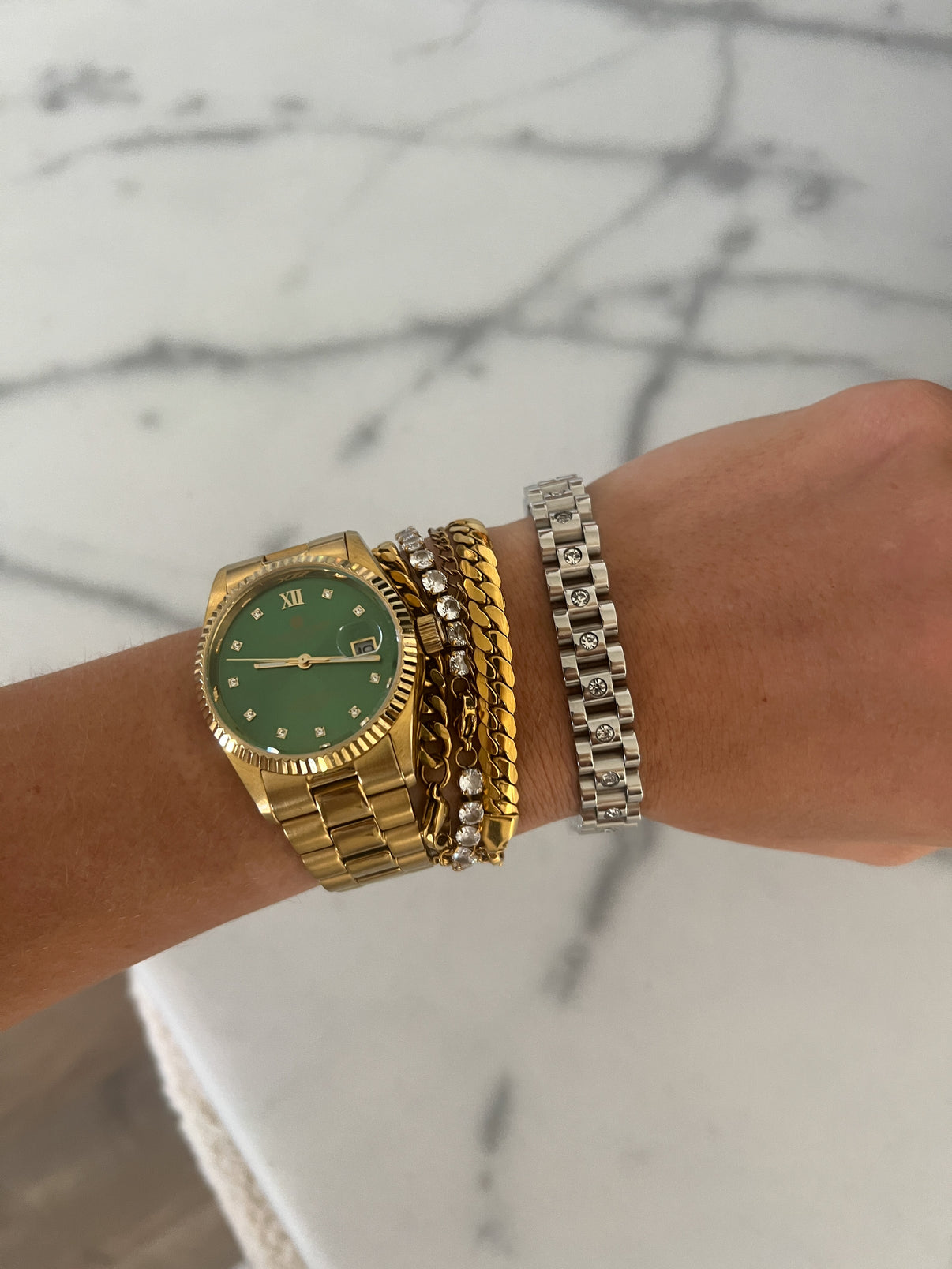 SILVER DIAMOND WATCH BAND BRACELET – Chansuttpearls